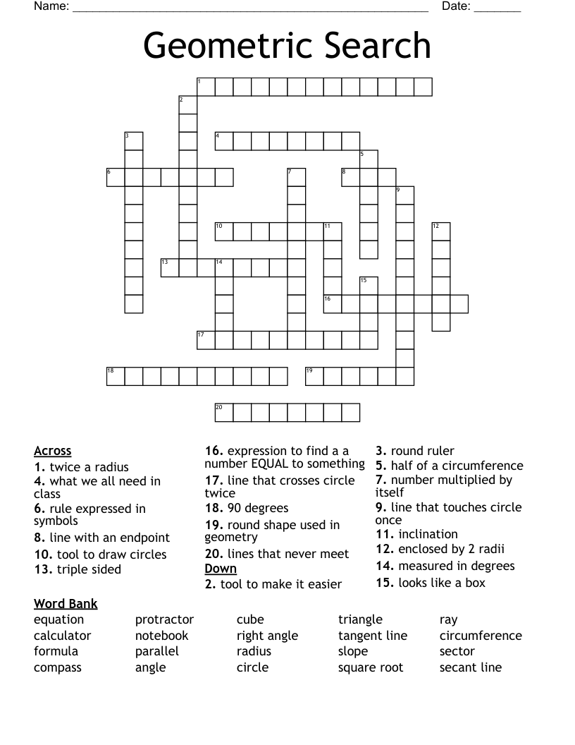 Geometric Search Crossword - WordMint