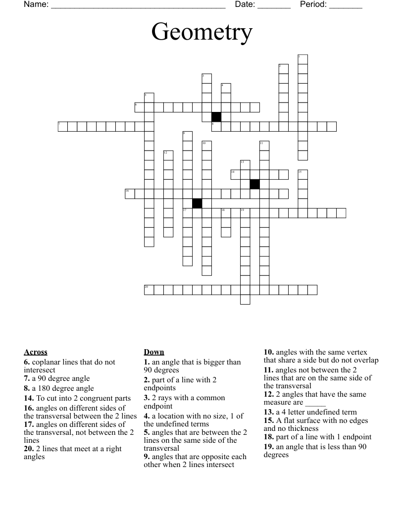 Geometry Crossword - WordMint