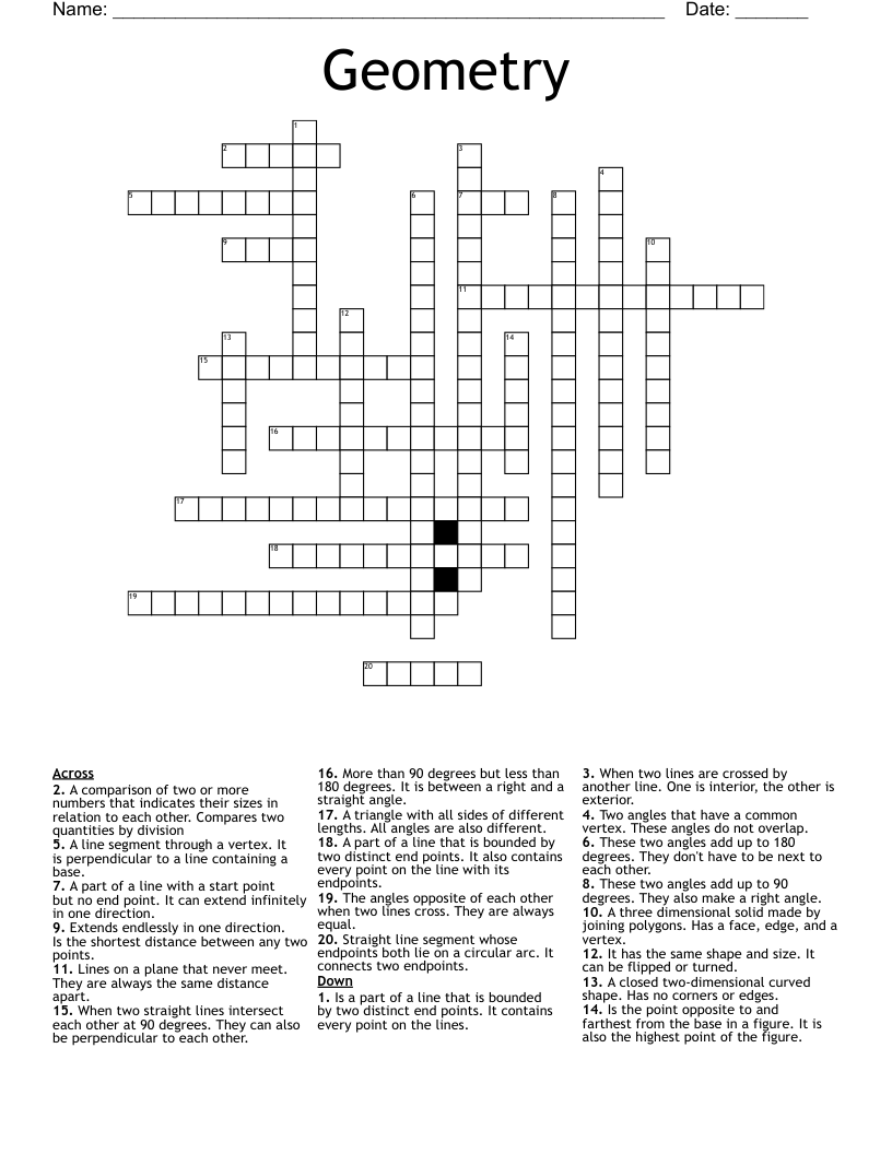 Geometry Crossword - WordMint