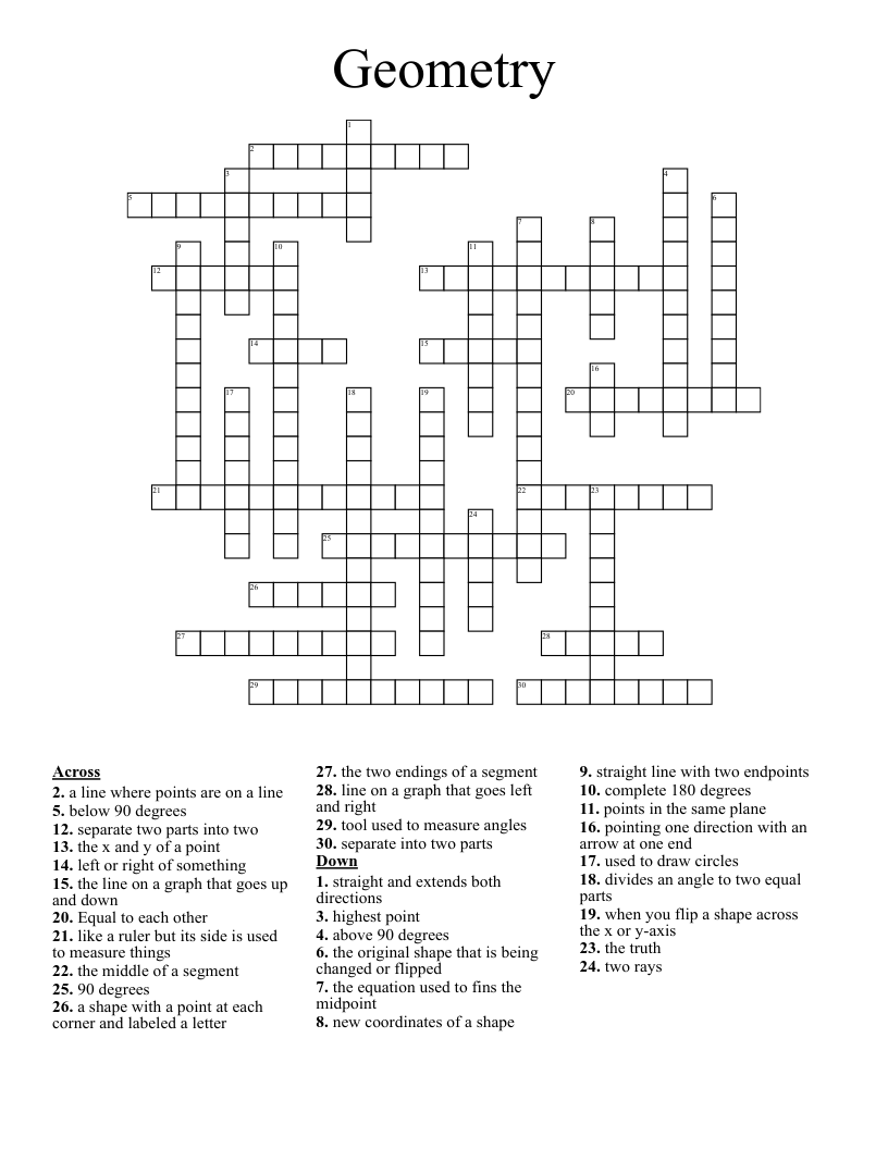 Geometry Crossword WordMint