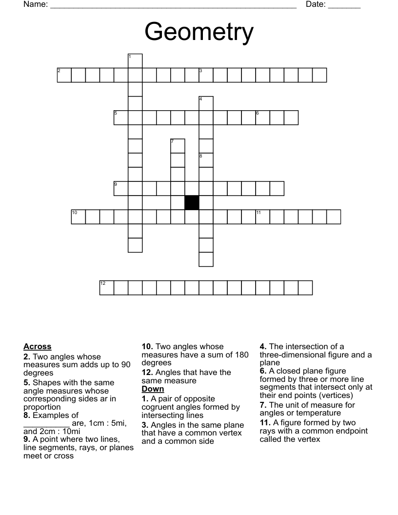 Geometry Crossword - WordMint