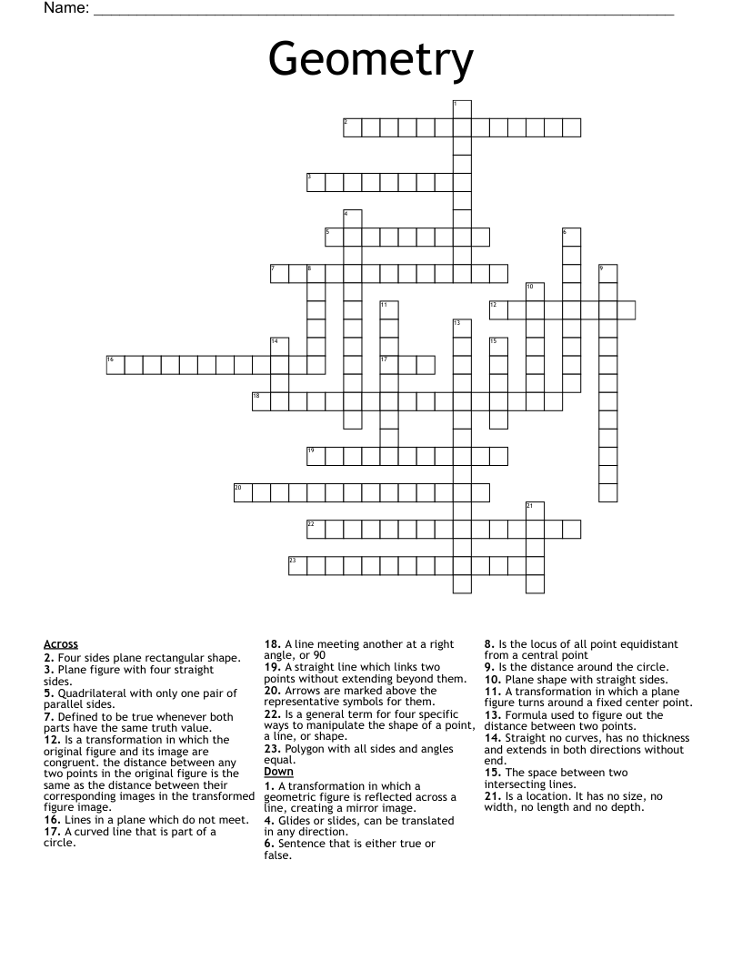Geometry Crossword - WordMint