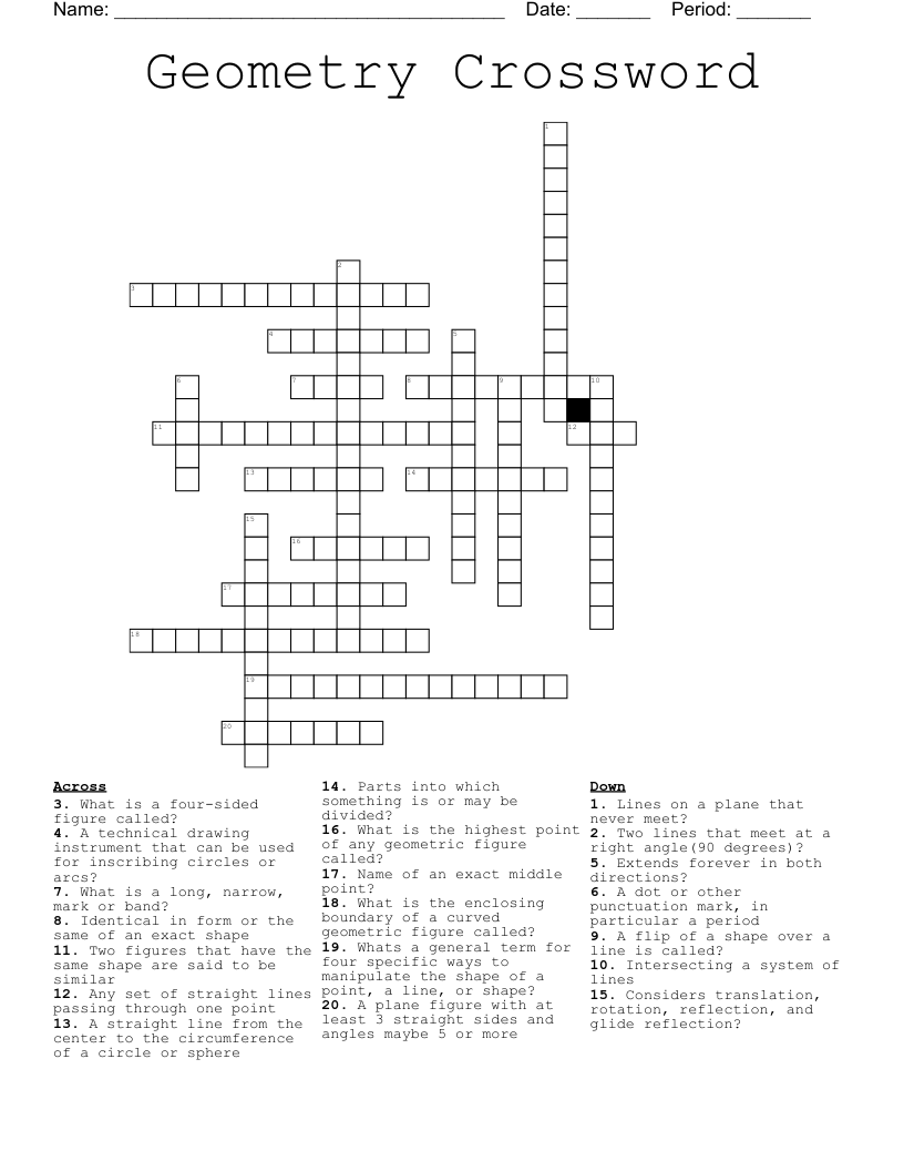 Geometry Crossword - WordMint
