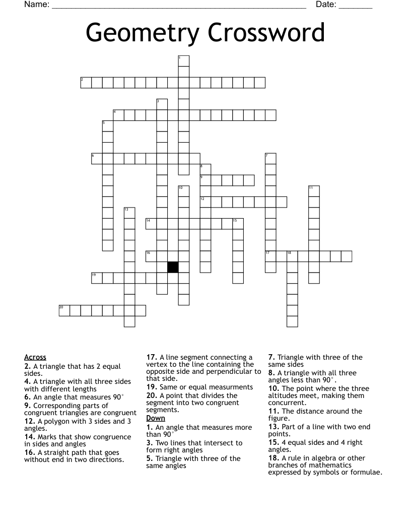Geometry Crossword - WordMint