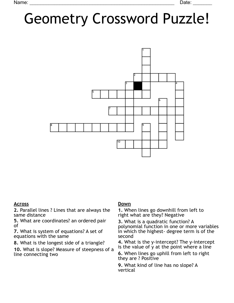 Geometry Crossword Puzzle! - WordMint