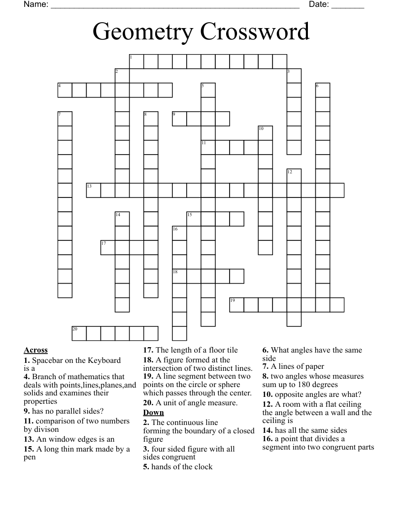 Geometry Crossword - WordMint