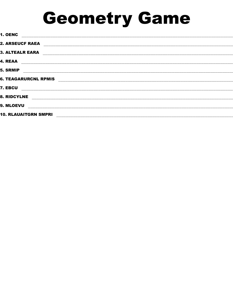 Geometry Game Word Scramble - WordMint