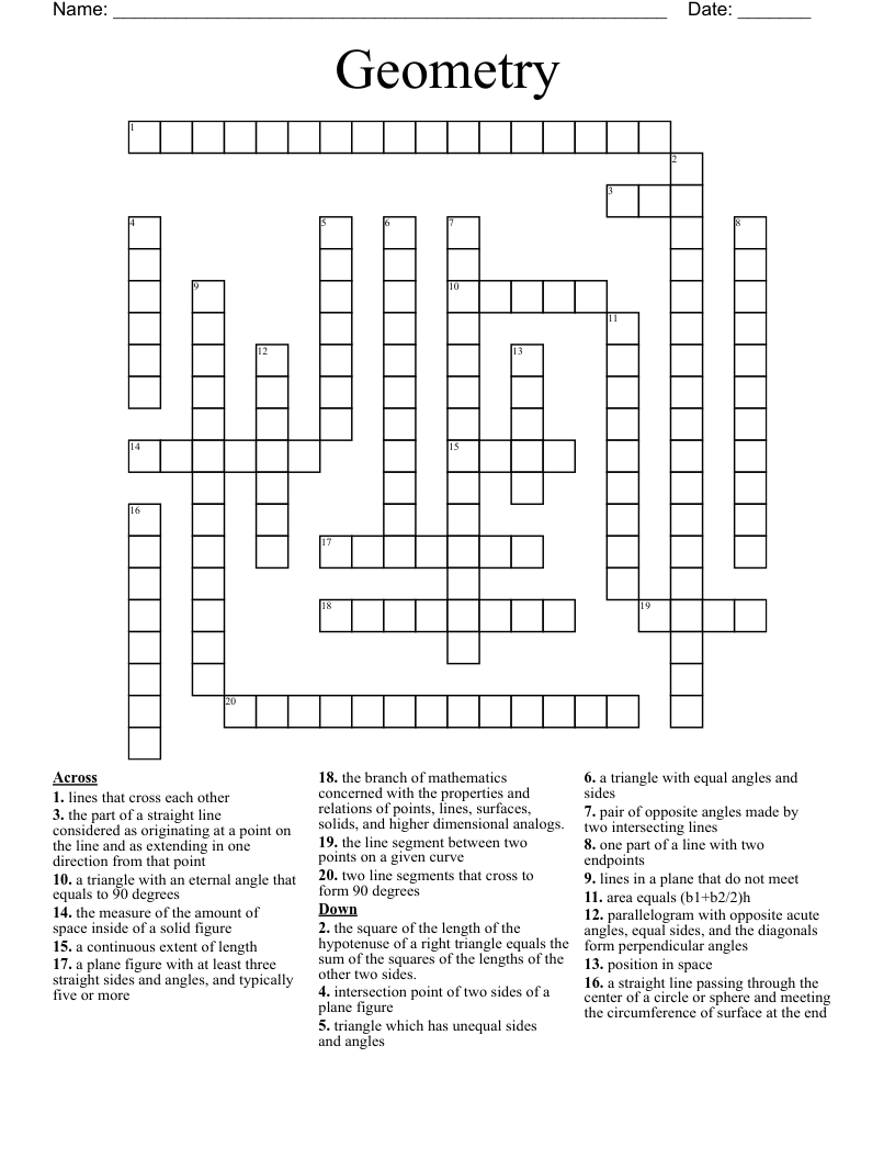 Geometry Crossword - WordMint