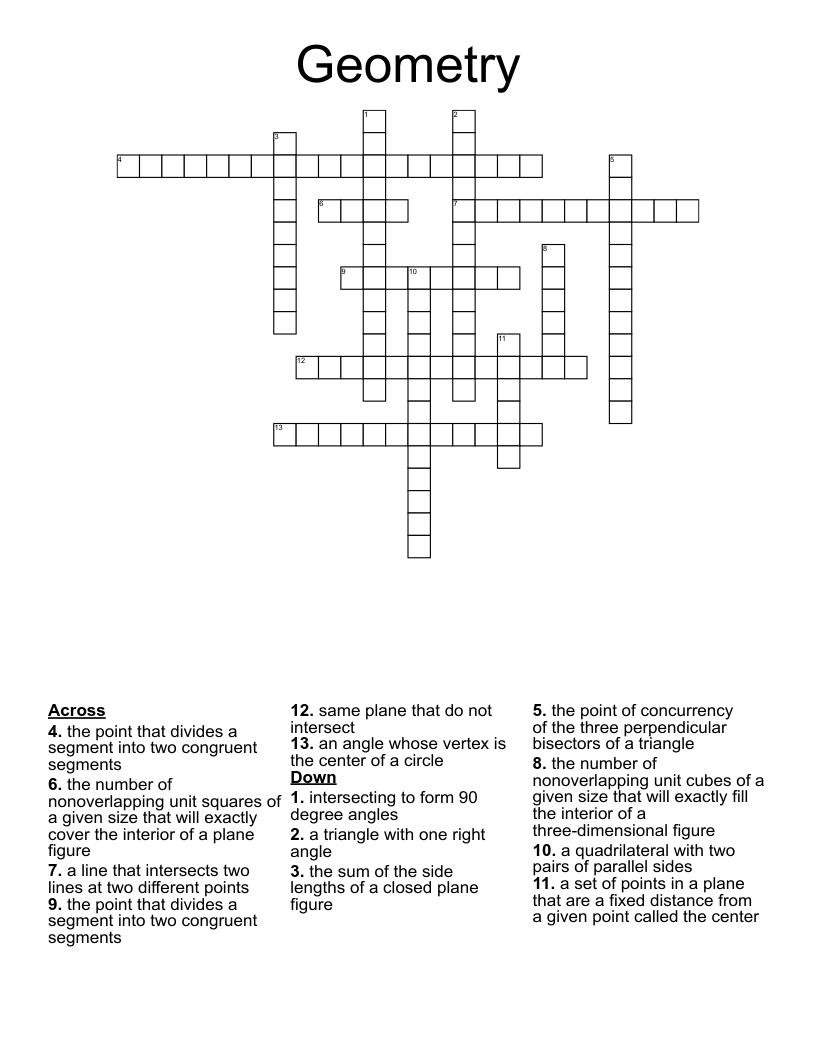 Geometry Crossword - WordMint