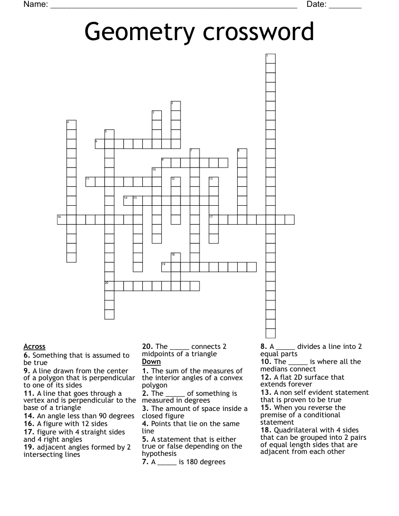 Geometry crossword - WordMint