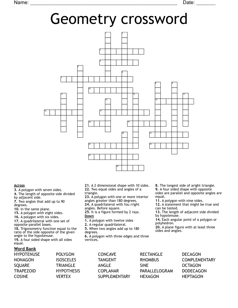 Geometry Crossword WordMint