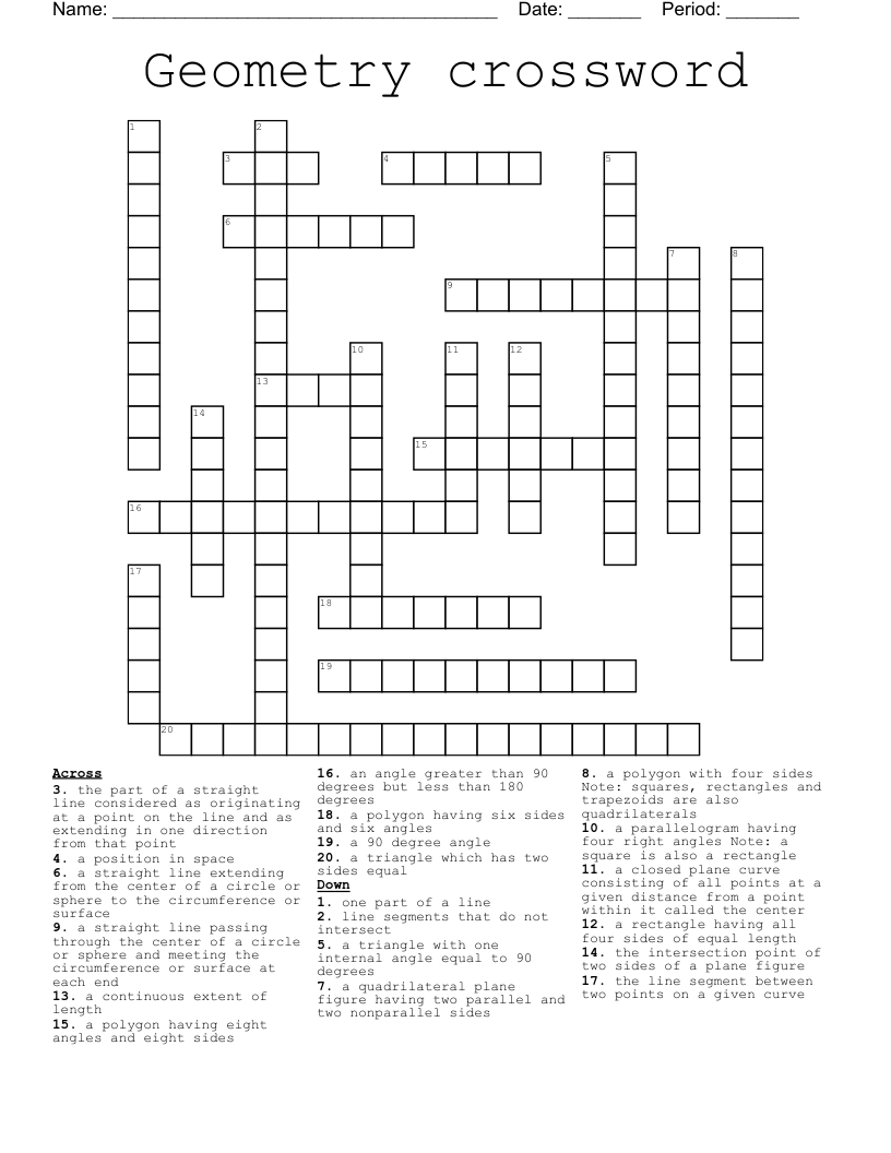 Geometry Crossword WordMint