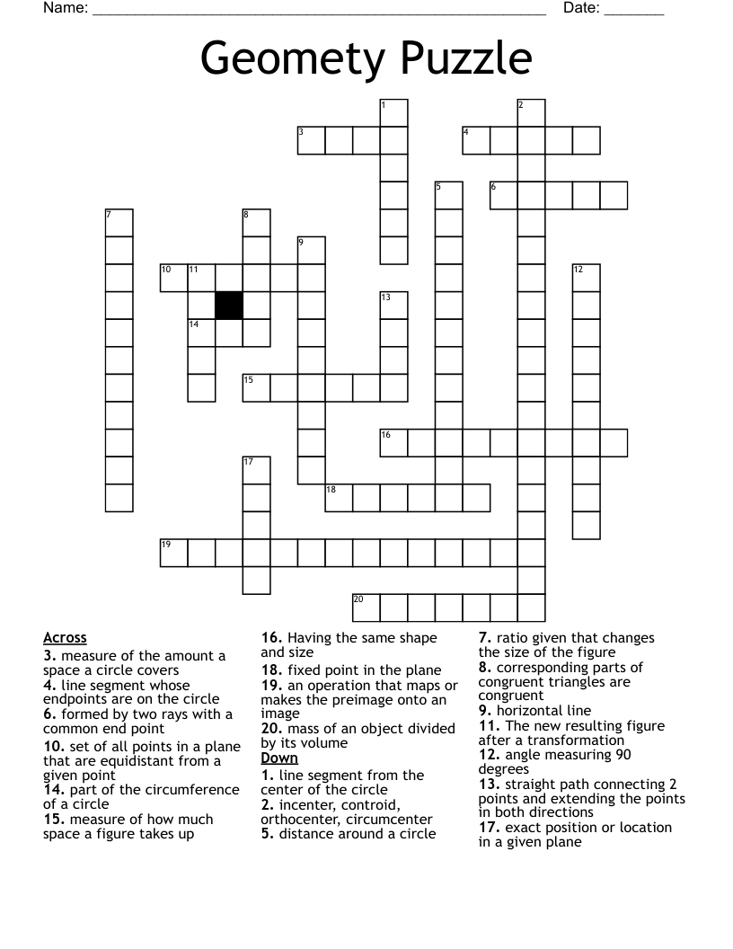 Geomety Puzzle Crossword - WordMint
