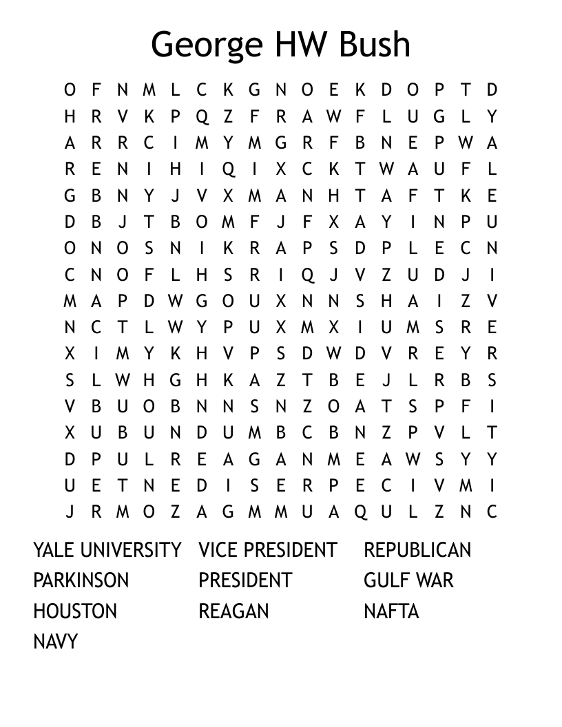 George HW Bush Word Search - WordMint
