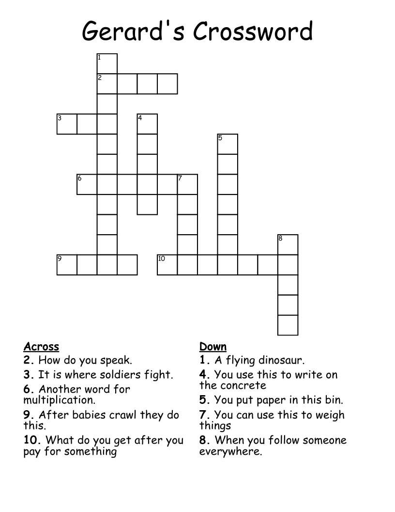 Gerard's Crossword - WordMint