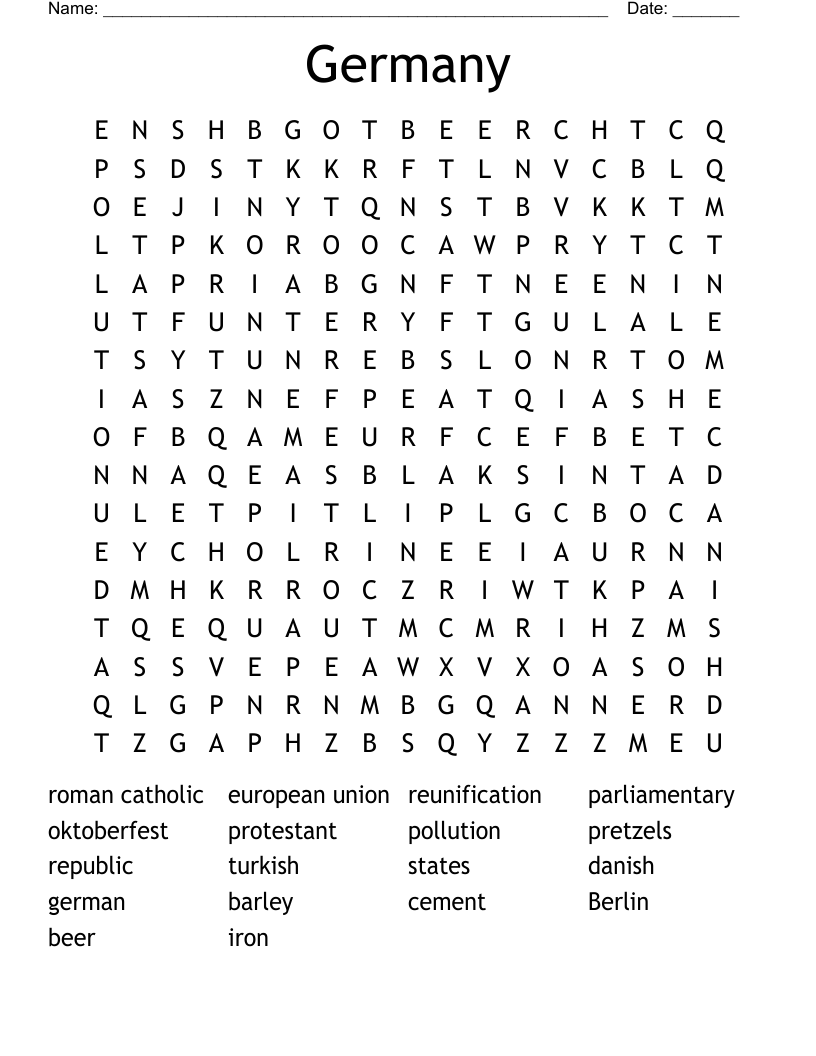 Germany Word Search - WordMint