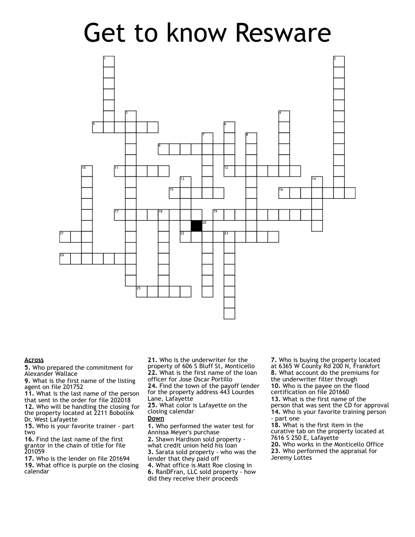 Get to know Resware Crossword - WordMint