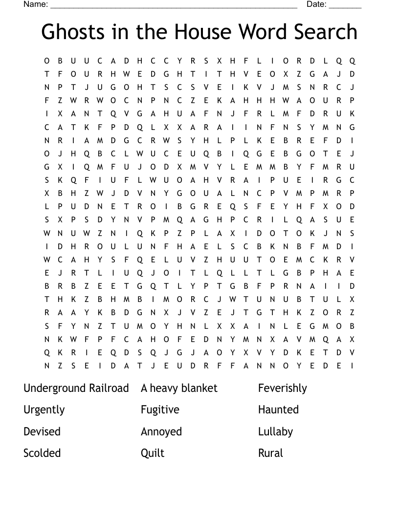 Ghosts in the House Word Search - WordMint