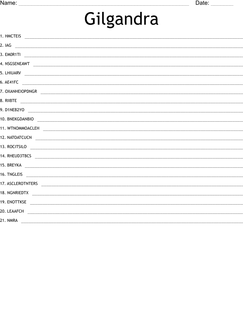 Gilgandra Word Scramble - WordMint