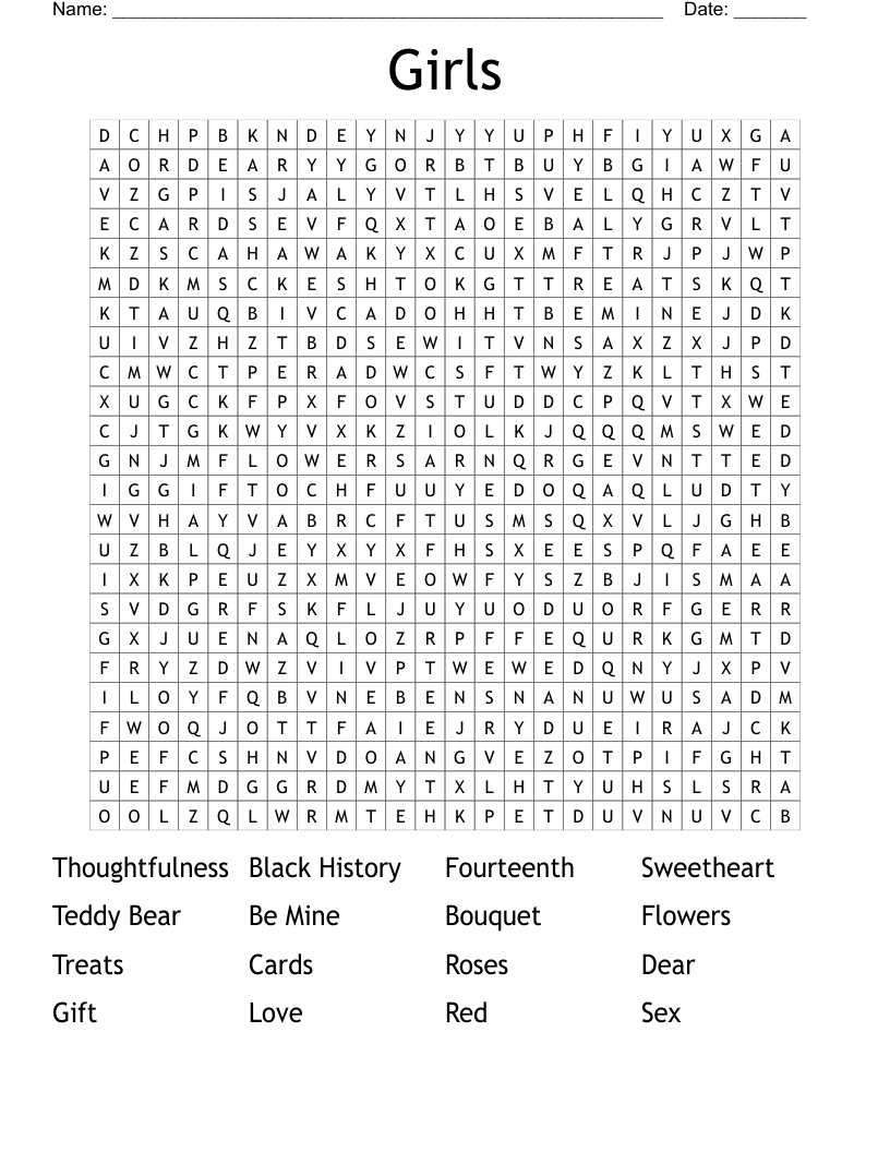 Girls Word Search - WordMint