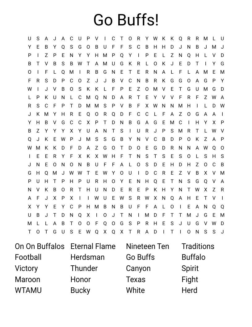Go Buffs! Word Search - WordMint