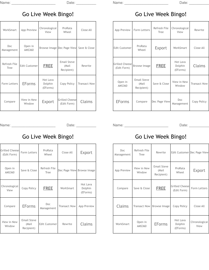 Go Live Week Bingo! - WordMint