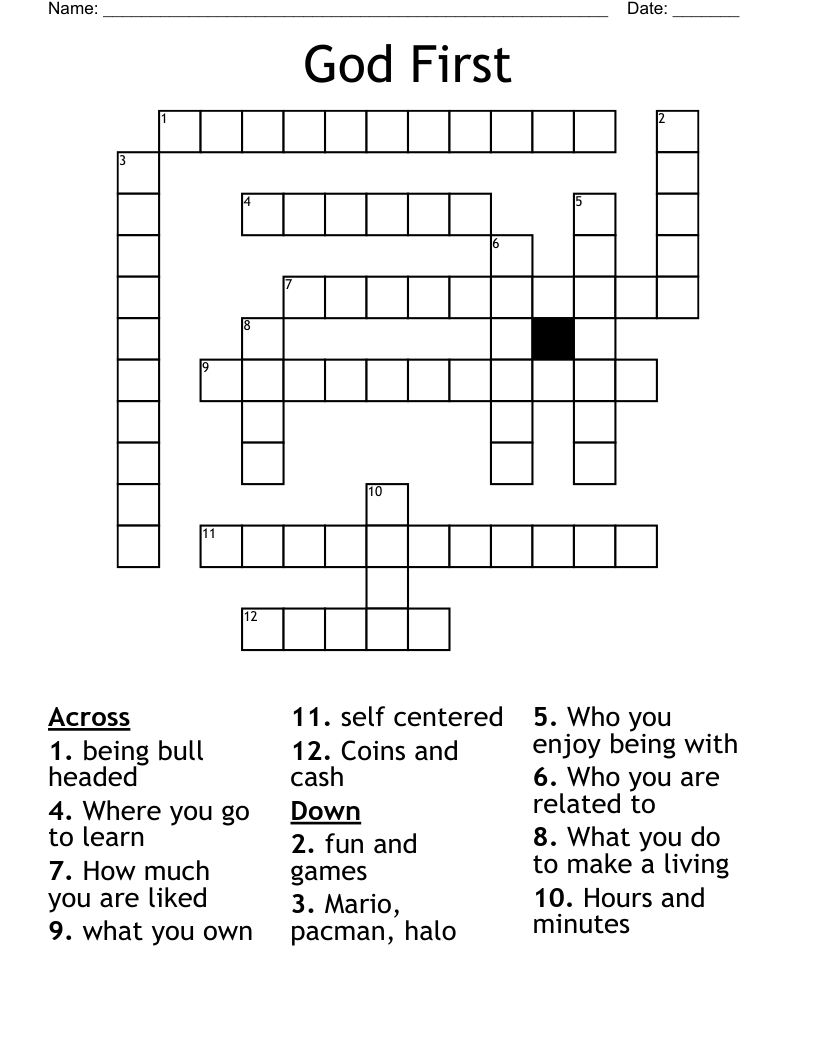 God First Crossword - WordMint