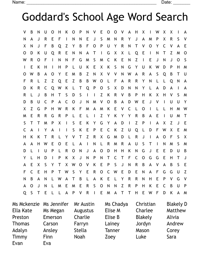 Goddard s School Age Word Search WordMint