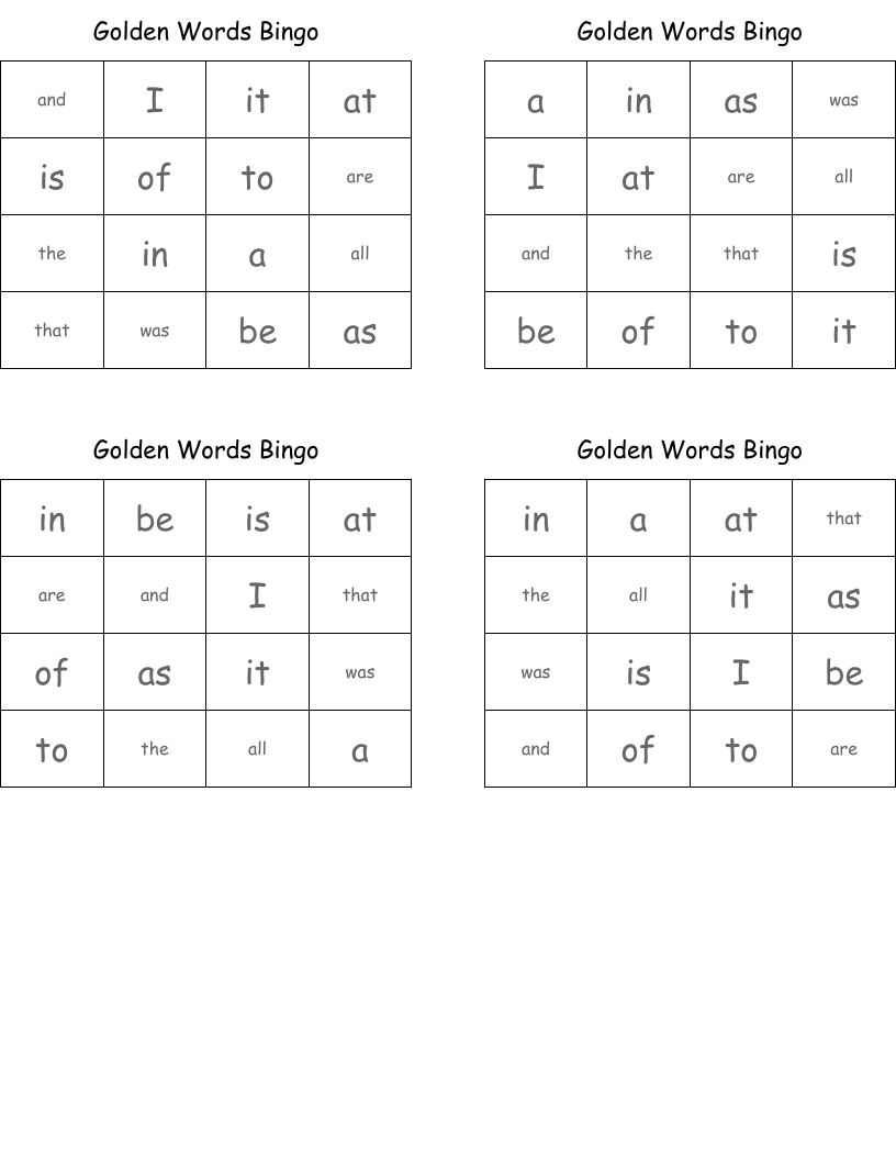 Golden Words Bingo - WordMint