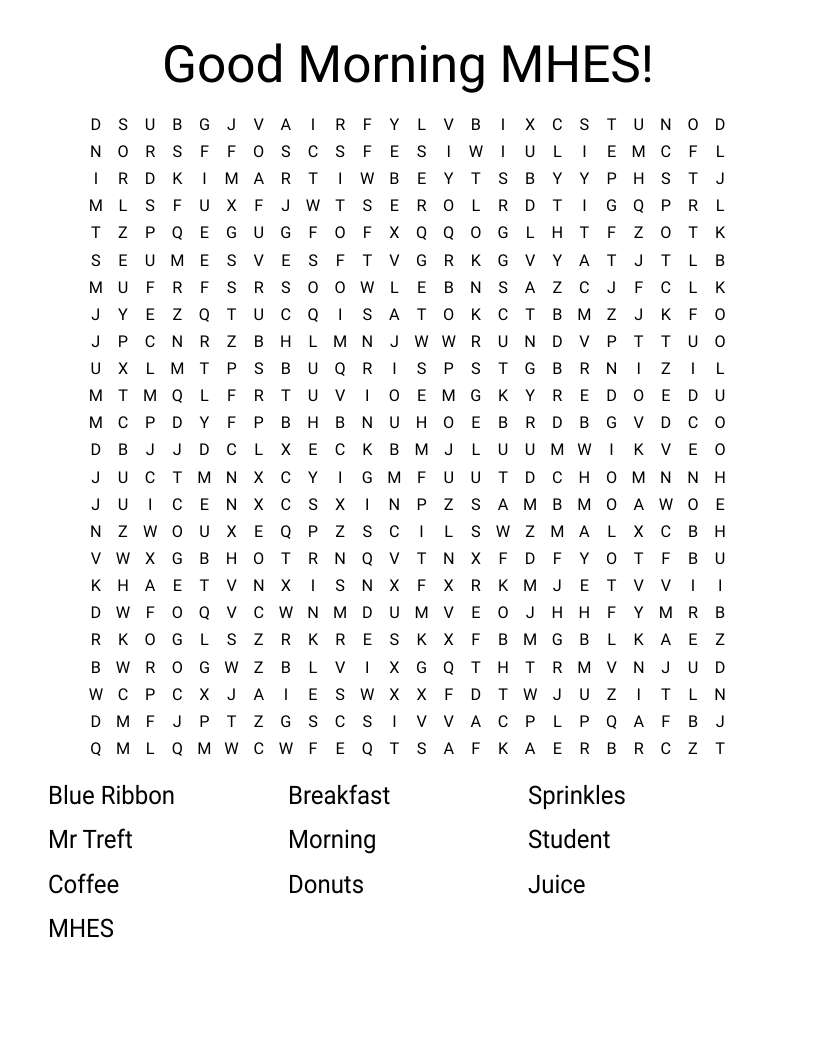 Good Morning MHES! Word Search - WordMint