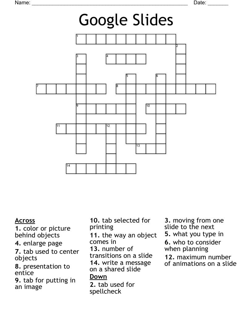 PPT Crossword WordMint
