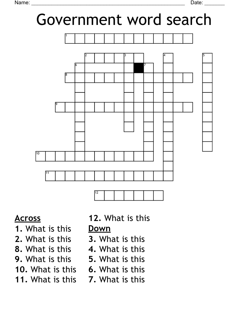 Government word search Crossword - WordMint