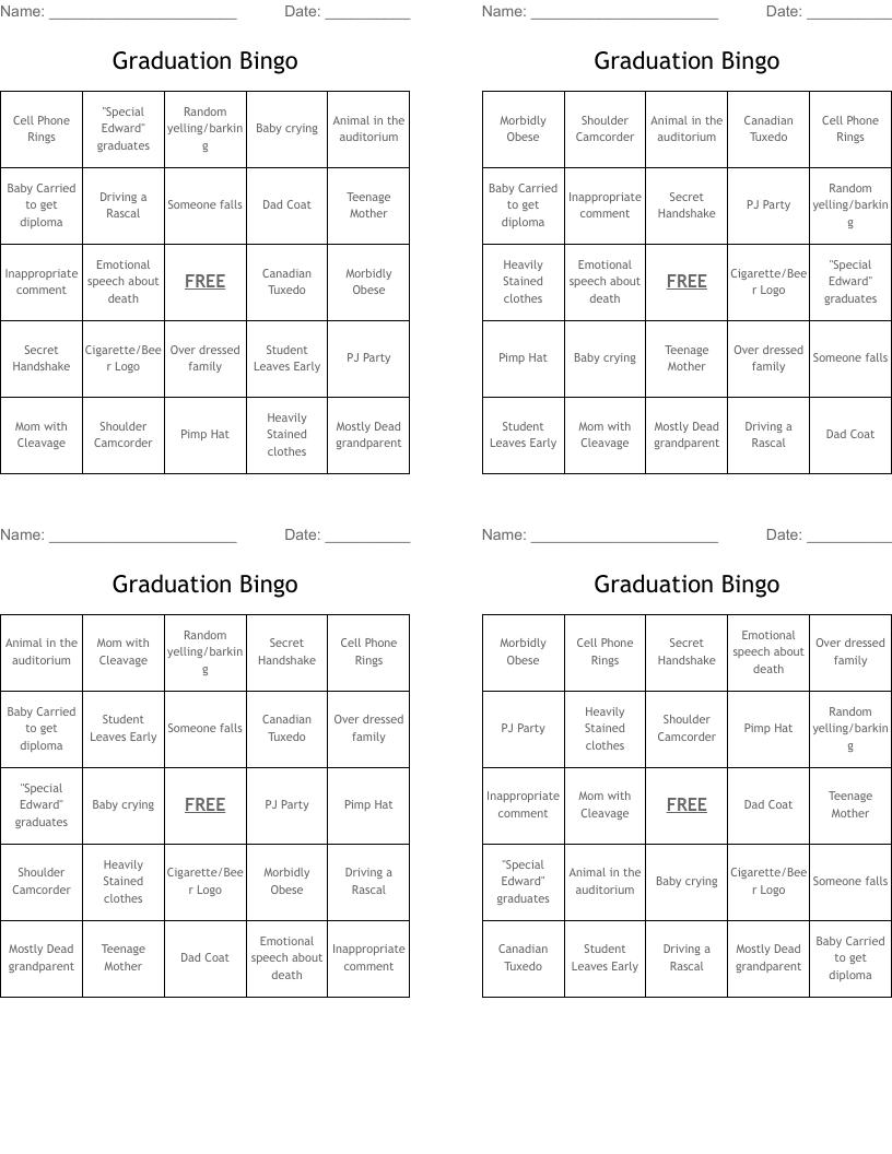 Graduation Bingo - WordMint