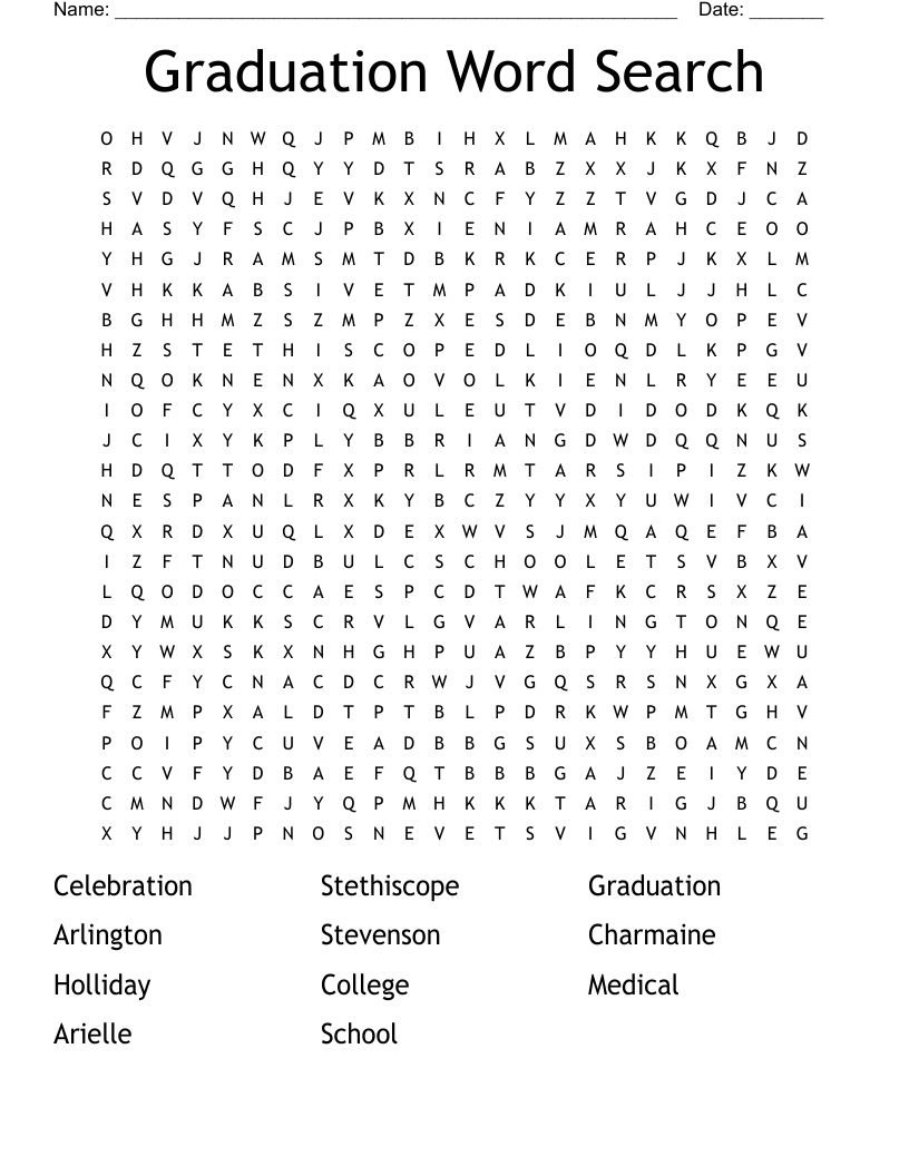 Graduation Word Search - WordMint