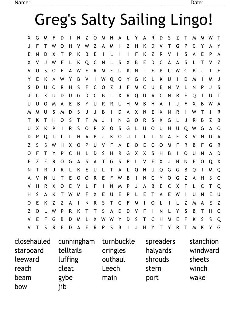 Greg s Salty Sailing Lingo Word Search WordMint