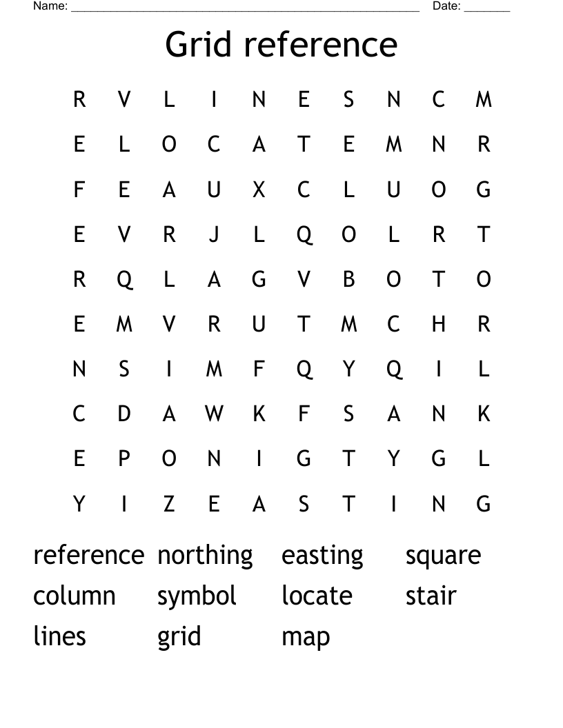Grid Reference Word Search WordMint