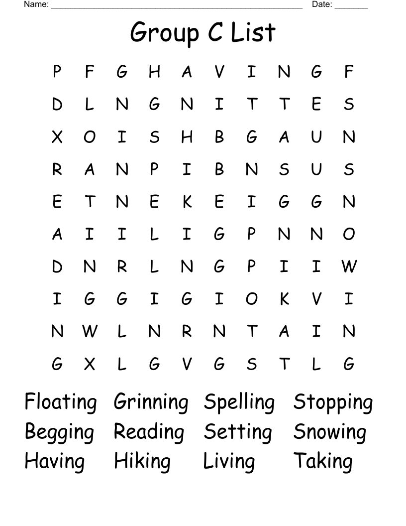 Group C List Word Search WordMint