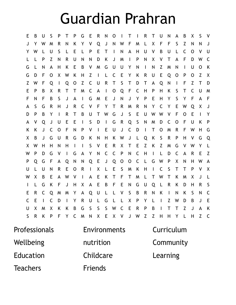Guardian Prahran Word Search - WordMint