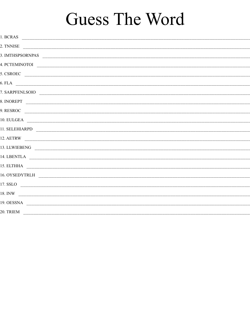 Guess The Word Word Scramble - WordMint