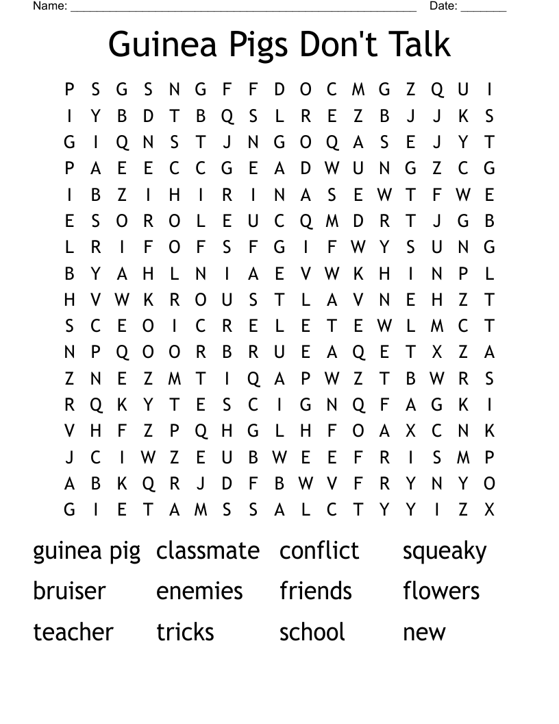 Guinea Pigs Don't Talk Word Search - WordMint