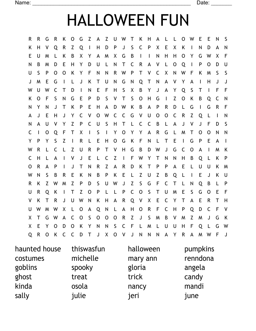 HALLOWEEN FUN Word Search - WordMint