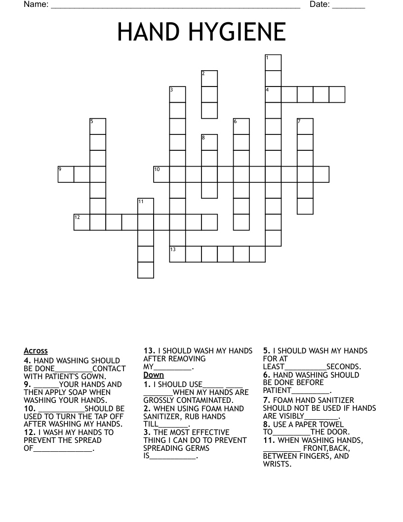 Hand Washing Word Search WordMint