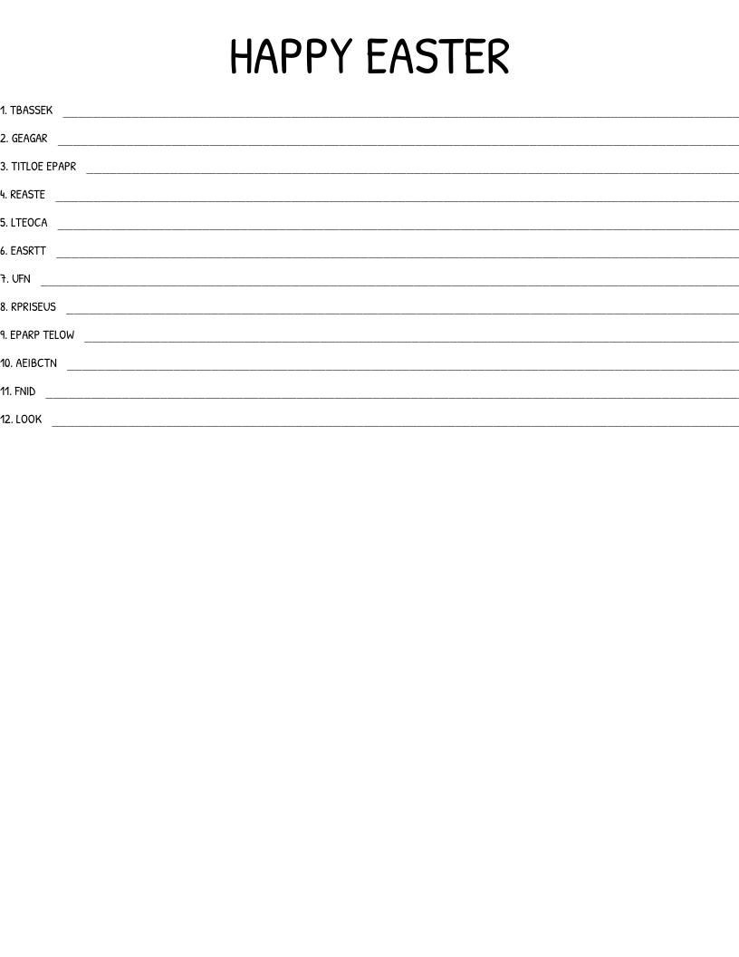 HAPPY EASTER Word Scramble - WordMint