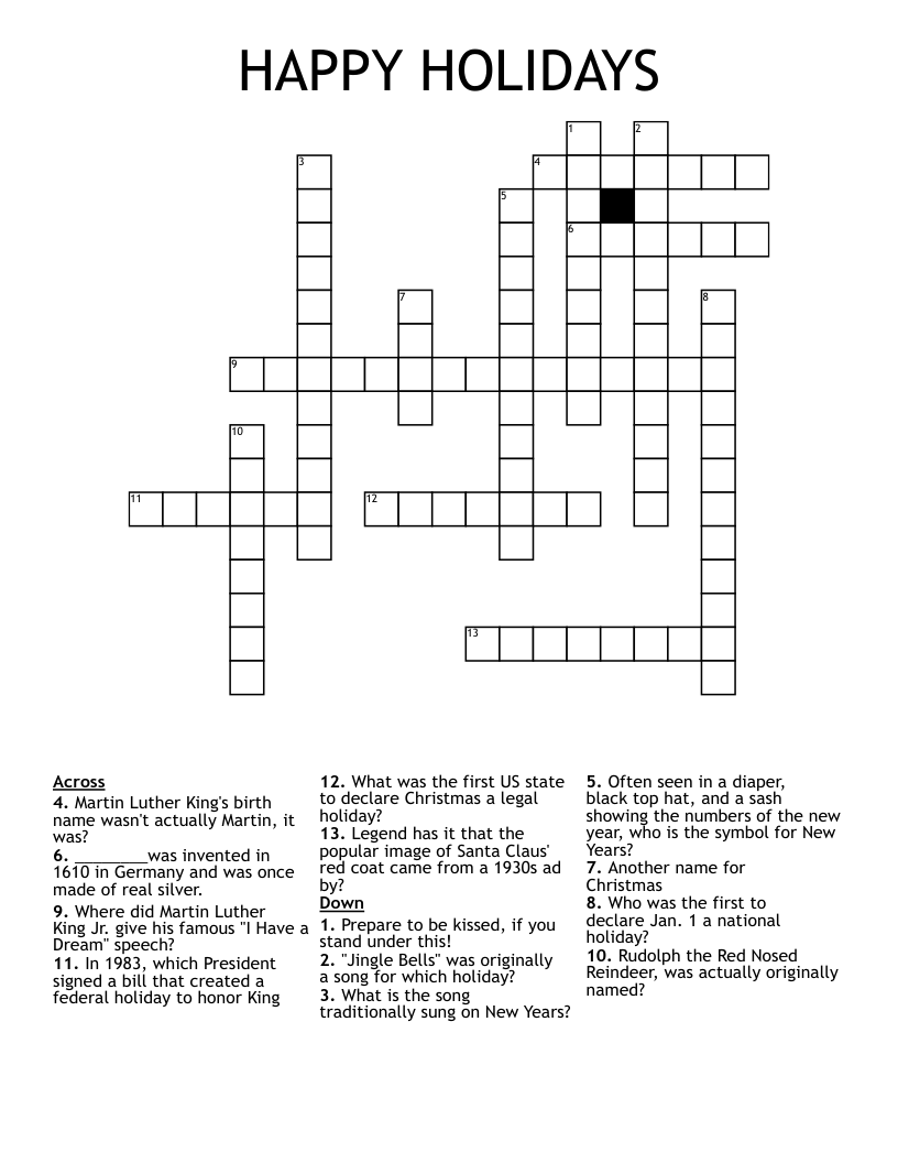 HAPPY HOLIDAYS Crossword WordMint happy-holidays-crossword-wordmint