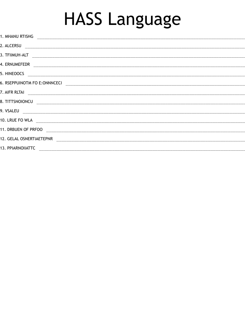 HASS Language Word Scramble - WordMint