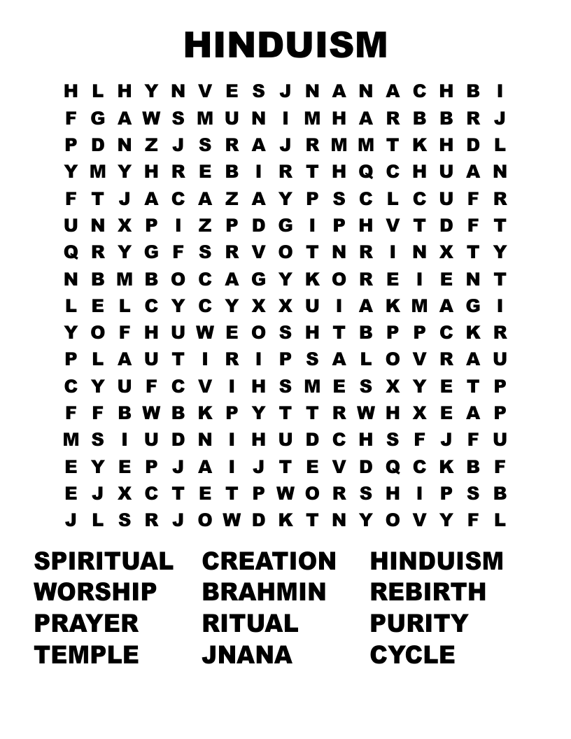 HINDUISM Word Search - WordMint