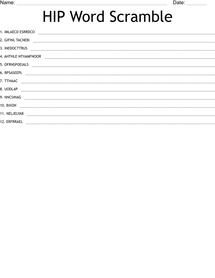 HIP Word Scramble - WordMint