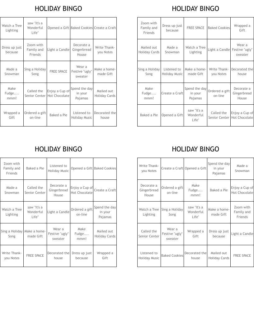 HOLIDAY BINGO - WordMint