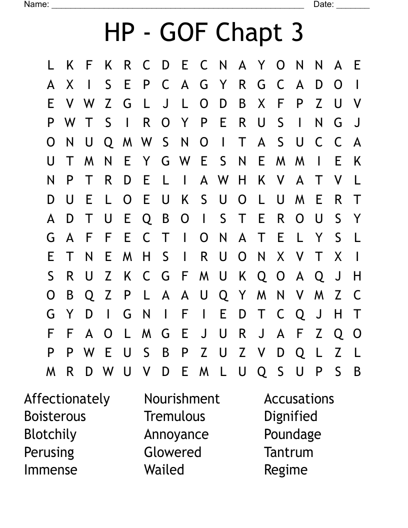 HP - GOF Chapt 3 Word Search - WordMint