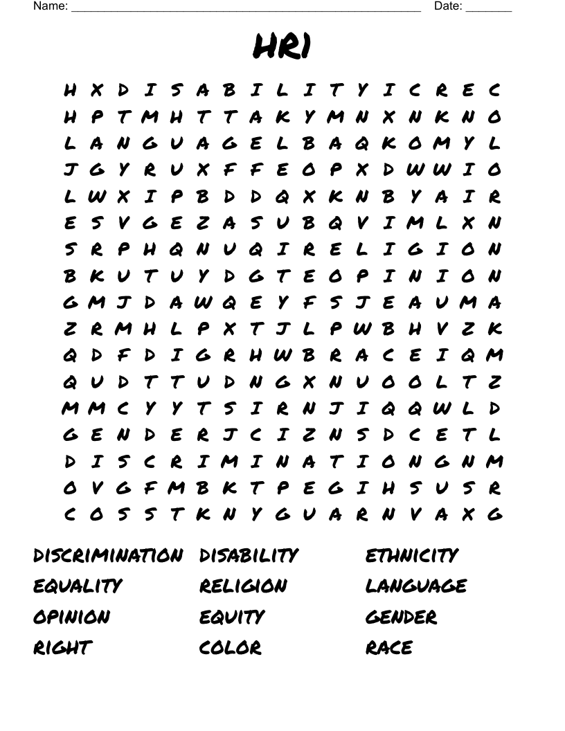 HR1 Word Search - WordMint